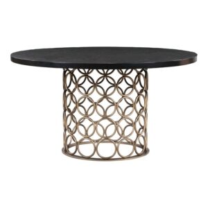 TOV Furniture Valentina Modern Dining Room Table Brass Round