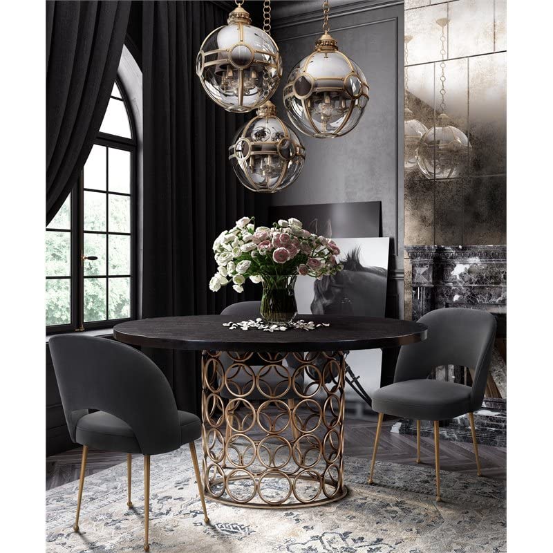 TOV Furniture Valentina Modern Dining Room Table Brass Round