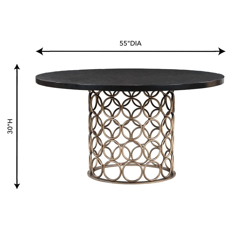 TOV Furniture Valentina Modern Dining Room Table Brass Round