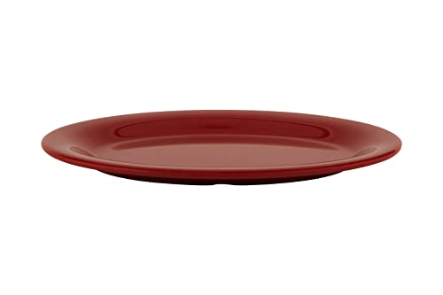 G.E.T. OP-950-RSP-EC Melamine Oval Serving Platter / Dinner Plate, 9.75" x 7.25", Red (Set of 4)