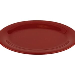 G.E.T. OP-950-RSP-EC Melamine Oval Serving Platter / Dinner Plate, 9.75" x 7.25", Red (Set of 4)