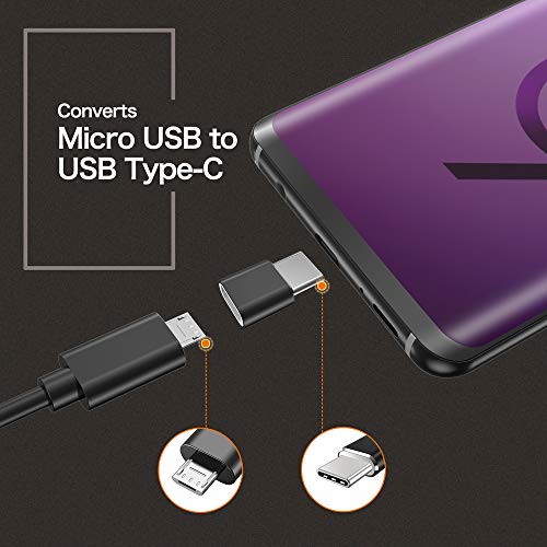 JXMOX USB Type C Adapter (4-Pack), Micro USB Female to USB C Male Fast Charging Connector Compatible with Samsung Galaxy S20 S10 S9 S8 Plus,Note 9 8,A10 A20 A51,LG V35 V30 G7 G6,USB C Charger (Black)