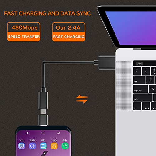 JXMOX USB Type C Adapter (4-Pack), Micro USB Female to USB C Male Fast Charging Connector Compatible with Samsung Galaxy S20 S10 S9 S8 Plus,Note 9 8,A10 A20 A51,LG V35 V30 G7 G6,USB C Charger (Black)