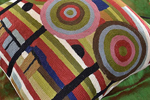 Kashmir Designs Hundertwasser Modern Pillow Cover | Beloved Gardens | Modern Outdoor Pillows | Abstract Couch Cushion| Modern Farmhouse Pillows | Mid Century Chair Cushions | Handmade Wool Size 18x18