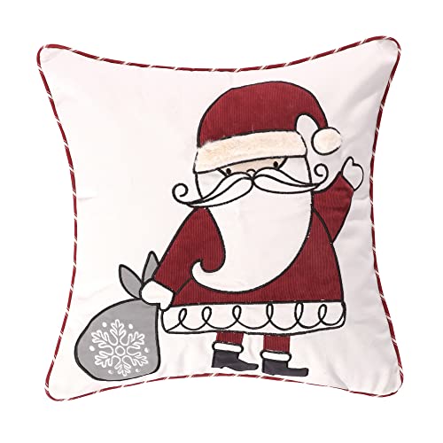 Levtex Home Merry & Bright Collection - Santa Claus Lane - Decorative Pillow (18X18in.) - Santa - Red, White, Black and Grey