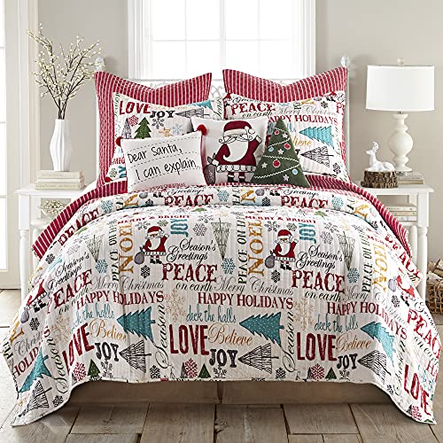 Levtex Home Merry & Bright Collection - Santa Claus Lane - Decorative Pillow (18X18in.) - Santa - Red, White, Black and Grey