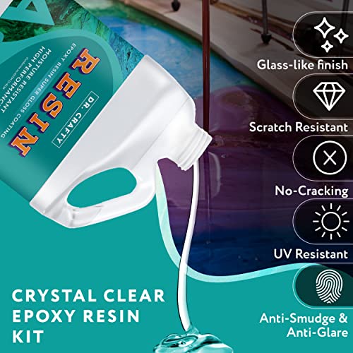 DR CRAFTY Clear Epoxy Resin - Epoxy Casting Resin Kit - Clear Epoxy Resin for Resin Molds, Table Top, Art Resin, Craft, Jewelry Casting, DIY, Tumblers & Wood - 2 Part Resin Kit, 2 Gallon