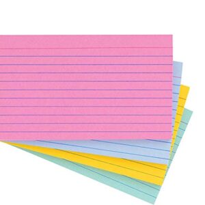 Emraw Ruled Colored Index Card Plain Back 3”x5” – For School, Home & Office (Pack of 200 Count)