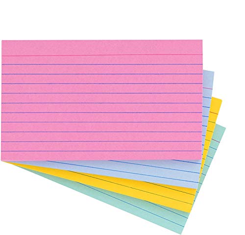 Emraw Ruled Colored Index Card Plain Back 3”x5” – For School, Home & Office (Pack of 200 Count)