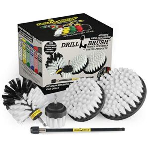 motorcycle accessories - soft white drill brush kit with extension - car wash - cleaning supplies - automotive tire, wheel - boat seat, carpet, interior, upholstery, vinyl, fabric, leather cleaner