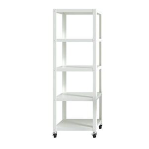 hirsh soho 72" high 5 shelf open rolling metal bookcase in white