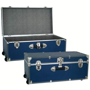 seward trunk 30-inch footlocker trunk with wheels blue