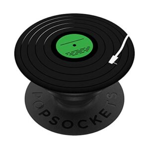 retro vinyl record player lp art green album design popsockets swappable popgrip