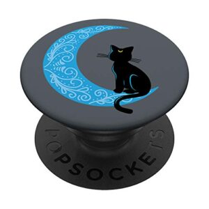 black cat crescent moon sailor mom popsockets popgrip: swappable grip for phones & tablets