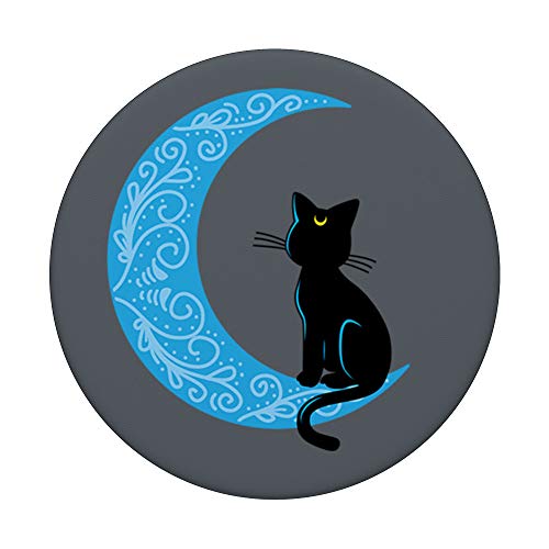 Black Cat Crescent Moon Sailor Mom PopSockets PopGrip: Swappable Grip for Phones & Tablets