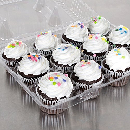 Dozen Cupcake Containers - Case of 24 cupcake boxes plastic 12 Compartment Cupcake Containers 12 count dozen cupcake containers Holds 12 Cupcakes (24, 12 Cavity Cupcake Container)