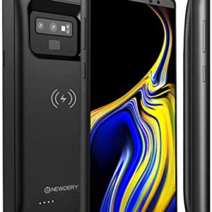 NEWDERY Upgraded Galaxy Note 9 Battery Case Qi Wireless Charging, 5000mAh Rechargeable Extended Charger Case with Raised Bezel and Air Cushion Technology Compatible Samsung Galaxy Note 9 (Black)