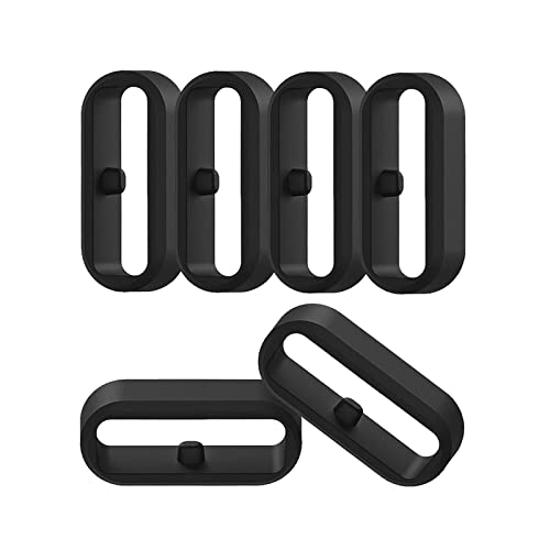 Fastener Rings Compatible for Fitbit Versa Versa 2 Versa 3 Versa 4 Versa SE Versa Lite Sense Bands 6-PACK Security Loop Holder Keeper Retainer Fixed Non-Slip Silicon Loops for Versa Smartwatch,Black