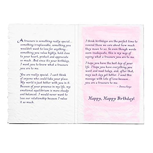 Blue Mountain Arts Greeting Card “Your Birthday is The Perfect Time To Tell You… Are A Treasure To Me” Is Perfect For Someone Who Is Irreplaceable In Your Life, by Donna Fargo