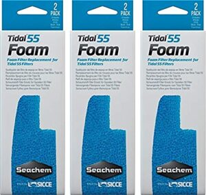 seachem laboratories tidal 55 foam filters, 2 filters per pack (6 pack)