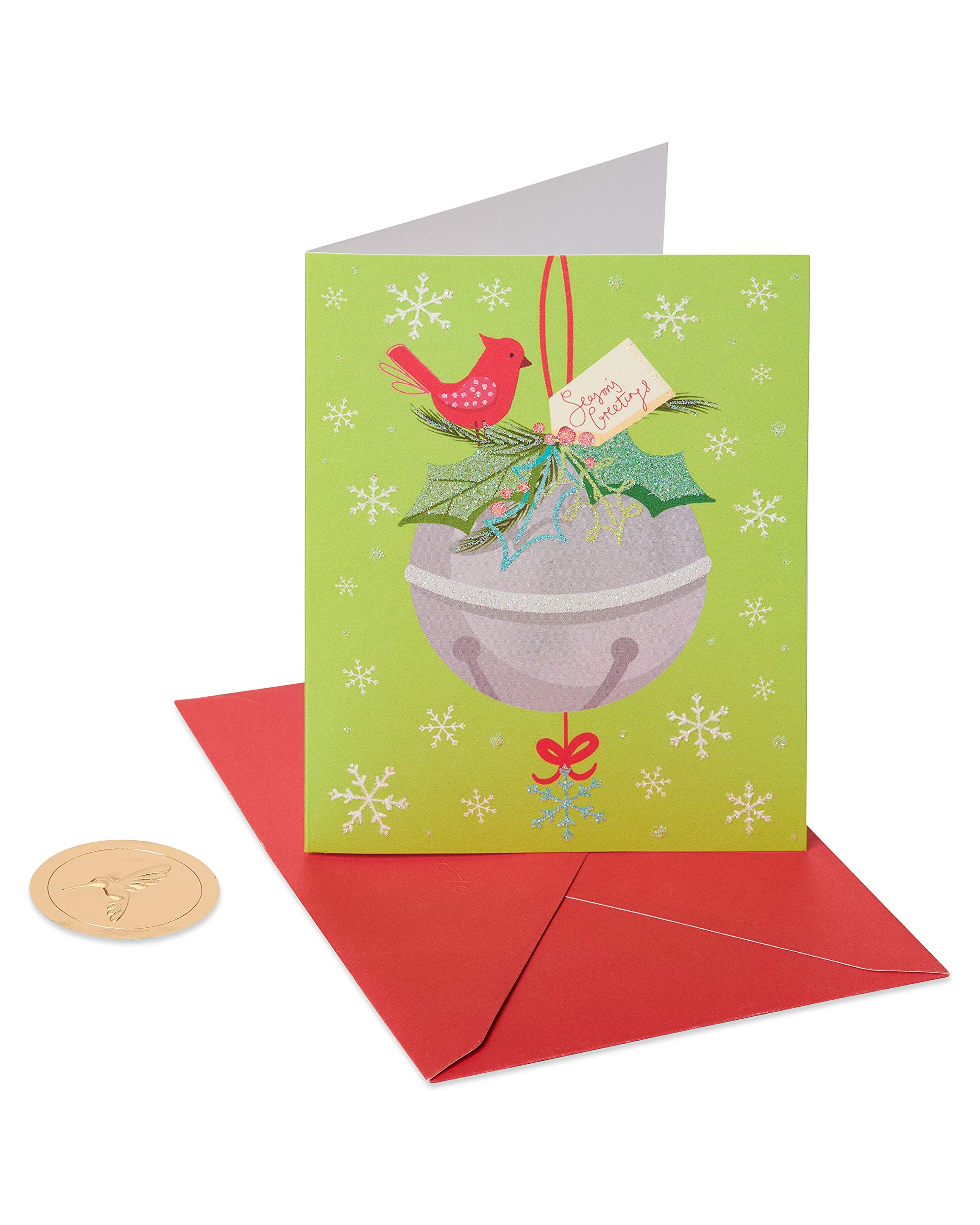 Papyrus Christmas Cards Boxed with Envelopes, Happy Holiday Season, Jingle Bell (20-Count)