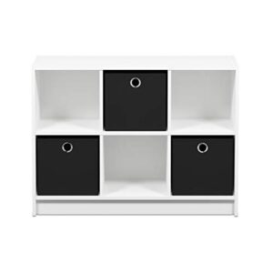 Furinno Basic 3x2 Bookcase Storage, White/Black, 6-Cube with Bin