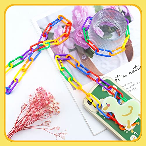 JIALEEY 100 Piece Plastic C-Clips Hooks Chain Links Rainbow C-Links Children's Learning Toys Small Pet Rat Parrot Bird Toy Cage