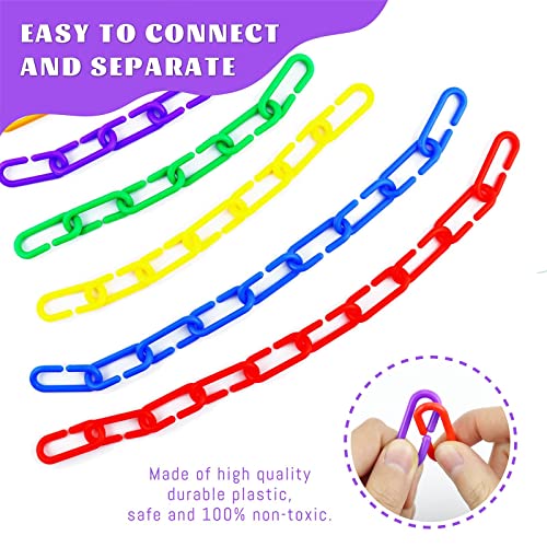 JIALEEY 100 Piece Plastic C-Clips Hooks Chain Links Rainbow C-Links Children's Learning Toys Small Pet Rat Parrot Bird Toy Cage