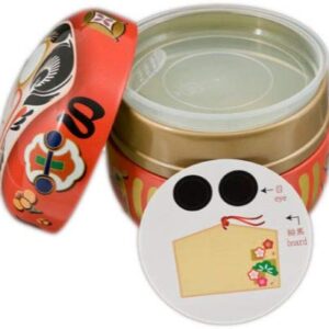 Japanese Made Red Daruma "Wishes" Aluminum 100g Tea Canister Loose Tea Container Keep Dry Made In Japan (Daruma)