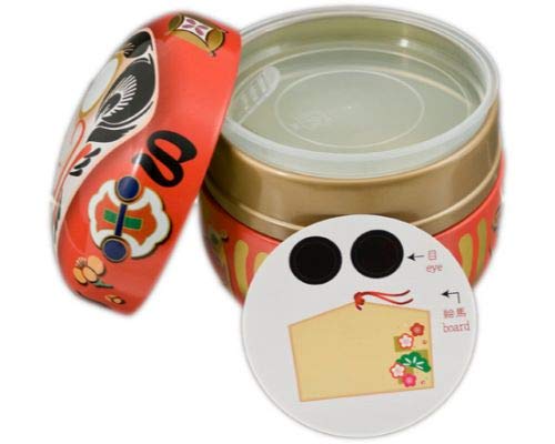 Japanese Made Red Daruma "Wishes" Aluminum 100g Tea Canister Loose Tea Container Keep Dry Made In Japan (Daruma)