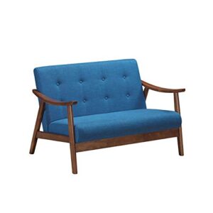 christopher knight home buda mid-century modern settee, navy blue, brown