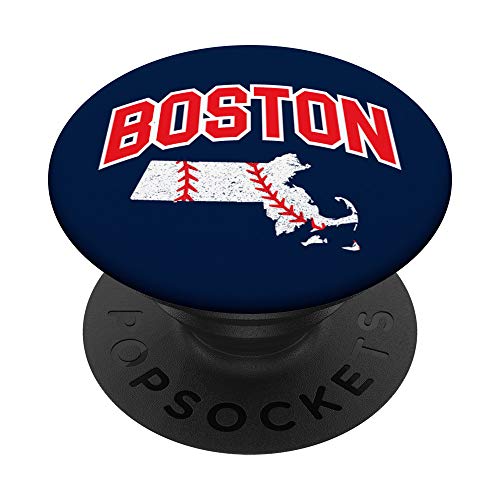 Boston Massachusetts - Baseball White Red Blue Map PopSockets PopGrip: Swappable Grip for Phones & Tablets