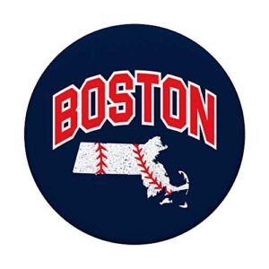 Boston Massachusetts - Baseball White Red Blue Map PopSockets PopGrip: Swappable Grip for Phones & Tablets