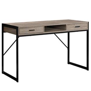 monarch specialties contemporary laptop table with drawers and shelf home & office computer desk-metal legs, 48" l, dark taupe