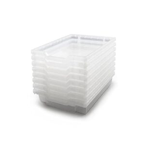 gratnells shallow f1 storage tray, pack of 8, heavy duty school, industrial & utility storage bins, 12.3" x 16.8" x 3" (translucent)