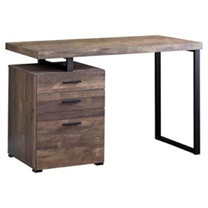 monarch specialties computer desk with file cabinet - left or right set- up - 48"l (brown reclaimed wood look)