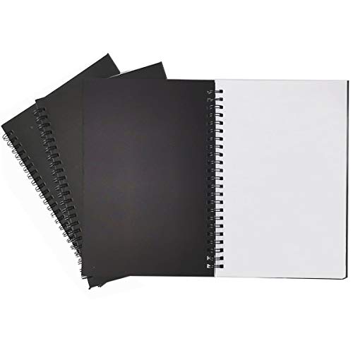 Spiral Notebook, 3Pack Spiral Journal, Thick Pure White Paper 120 Pages Wirebound Notebooks, Sketch Pads& Planner（Black)