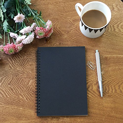 Spiral Notebook, 3Pack Spiral Journal, Thick Pure White Paper 120 Pages Wirebound Notebooks, Sketch Pads& Planner（Black)