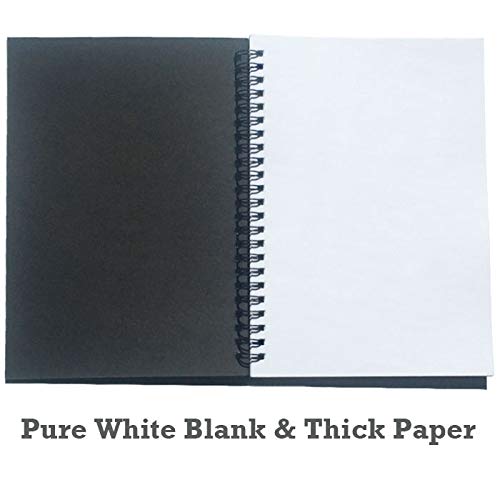 Spiral Notebook, 3Pack Spiral Journal, Thick Pure White Paper 120 Pages Wirebound Notebooks, Sketch Pads& Planner（Black)