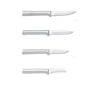 rada cutlery paring knives starter kit 4 piece stainless steel knife set with brushed aluminum handles made in the usa