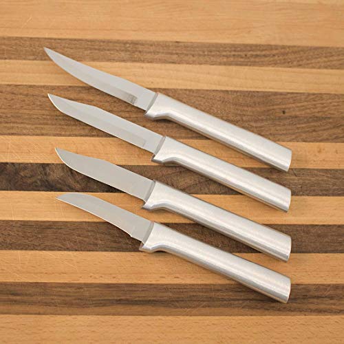 Rada Cutlery Paring Knives Starter Kit 4 Piece Stainless Steel Knife Set with Brushed Aluminum Handles Made in The USA