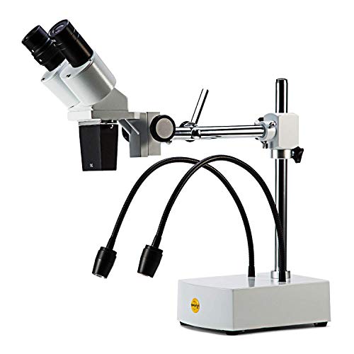 Swift S41-20 Professional Dissecting Binocular Stereo Microscope, WF10x WF20x Eyepieces, 10X 20X Magnification, 1X Objective, LED Lighting, Boom-Arm Stand