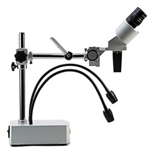 Swift S41-20 Professional Dissecting Binocular Stereo Microscope, WF10x WF20x Eyepieces, 10X 20X Magnification, 1X Objective, LED Lighting, Boom-Arm Stand