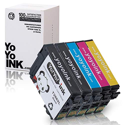 YoYoink Remanufactured Printer Ink Cartridges Replacement for Epson T288XL 288 XL (2 Black, 1 Cyan, 1 Magenta, 1 Yellow, 5-Pack)