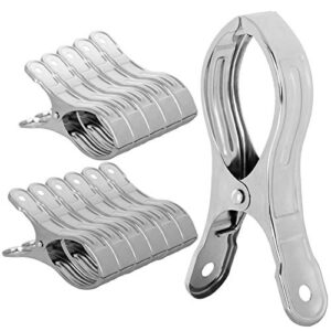 dseap towel clips: pack of 12, 5-1/8”l, jumbo stainless steel metal beach towel clips, pool cover clamps, beach chair clips, beach blanket holder pins, for cruise boat pool lounge chair