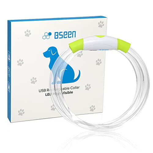 Led Dog Collar, BSEEN USB Rechargeable Flash Dog Necklace Light, Pet Safety Collar Makes Your Beloved Dogs Be Seen at Night for Small Medium Large Dogs