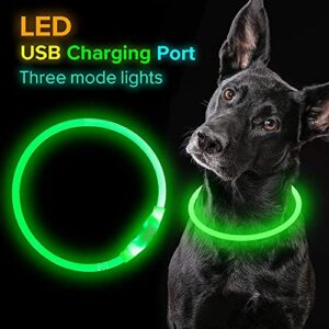 Led Dog Collar, BSEEN USB Rechargeable Flash Dog Necklace Light, Pet Safety Collar Makes Your Beloved Dogs Be Seen at Night for Small Medium Large Dogs