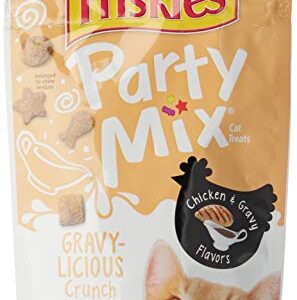 Friskies Party Mix Cat Treats, Crunch, Gravy-licious Chicken and Gravy Flavors, 2.1 Oz Pouch