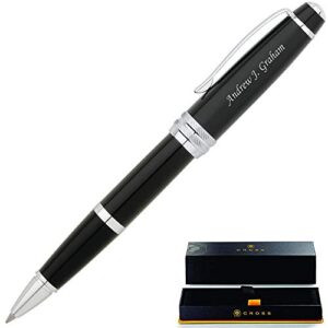 dayspring pens engraved cross pen | personalized cross bailey black lacquer rollerball gift pen in premium pen caseat0455-7 - custom name engraved