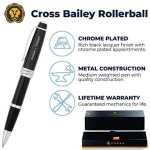 Dayspring Pens Engraved Cross Pen | Personalized Cross Bailey Black Lacquer Rollerball Gift Pen in Premium Pen CaseAT0455-7 - Custom Name Engraved